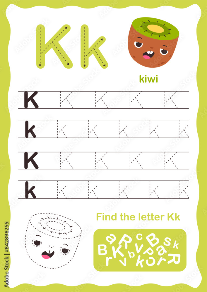 Tracing letters alphabet. Uppercase and lowercase letter K Engish ...