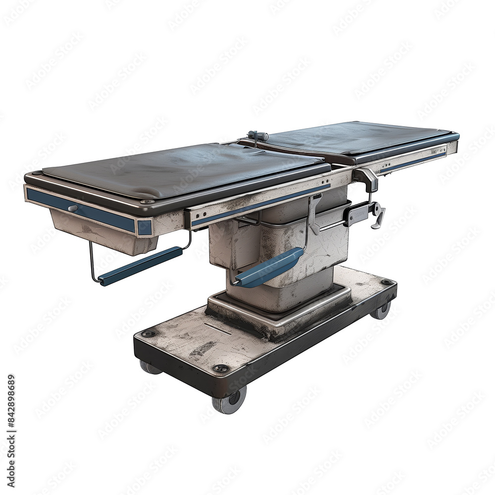 worn-out black surgical table capturing the gritty ambience of a busy ...