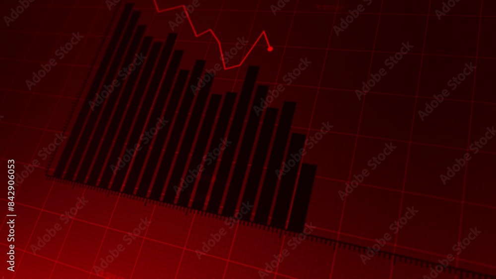 Dynamic animated visualization of market trends in red, showcasing up ...