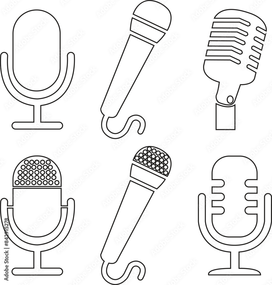 Set of linear Voice icons recording Studio symbols editable stock ...
