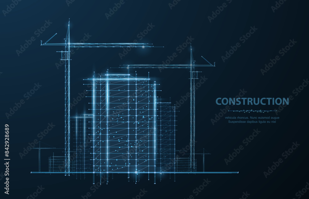Digital construction site sketch. Building 3D Printing, Building Information Modeling Stock ...