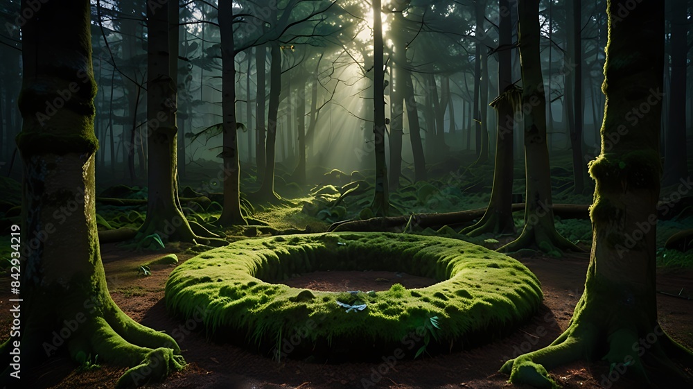 Deep within a mystical forest, a hidden green hole beckons curious ...