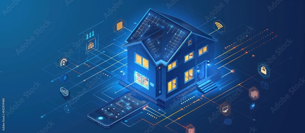 IOT concept. Smart home connection and control with smartphone through ...