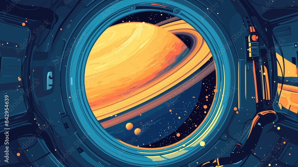 Behold the iconic view of the planet Saturn through the porthole in ...