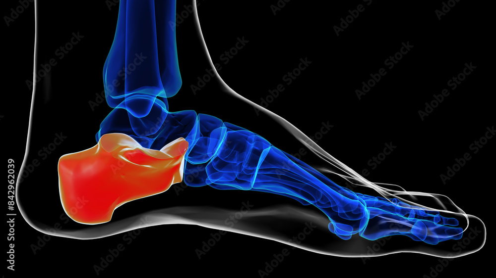 Medial view of calcaneus bone foot bones anatomy for medical Concept 3D ...
