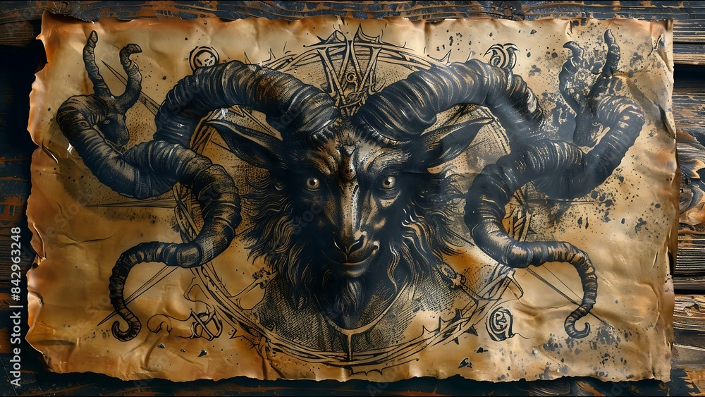 Ancient Scroll Unholy Scripture Demonic Depiction Dark Magick Satanic ...
