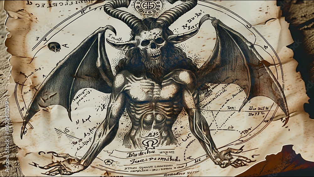 Ancient Scroll Unholy Scripture Demonic Depiction Dark Magick Satanic ...