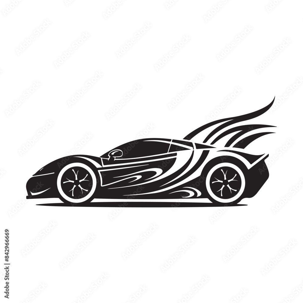 Race car symbol logo template, stylized vector silhouette on white ...