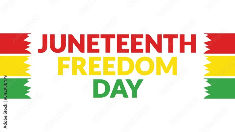 Juneteenth Freedom Day Seamless looping Text Animation with side lines ...