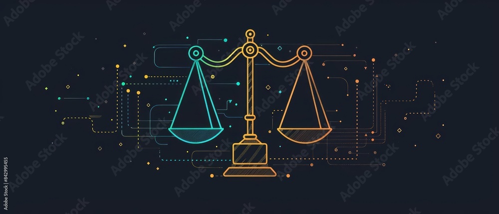 Digital ethics shown by a balanced scale, representing fair and ...