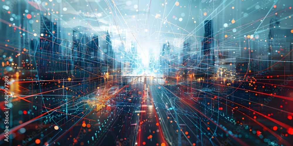 Visual city map showing interconnected transportation routes and nodes ...