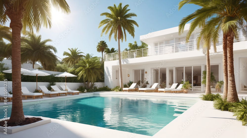 Sunny Resort Scene: Bask in the Sunshine with a Radiant Poolside Scene ...