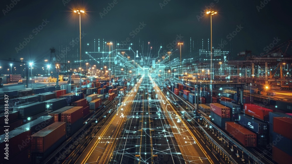 AI in supply chain optimization visualizing data flows and logistics ...