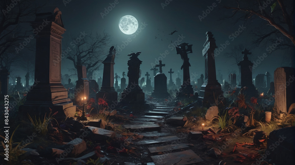 The eerie graveyard comes alive as the undead rise from their tombs ...