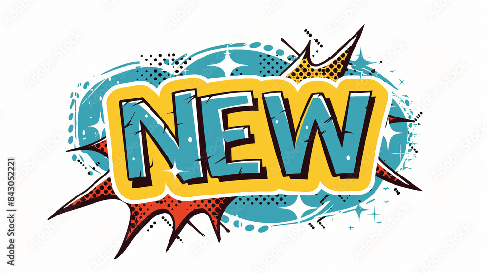 Dynamic comic book style burst graphic announcing the arrival of new ...