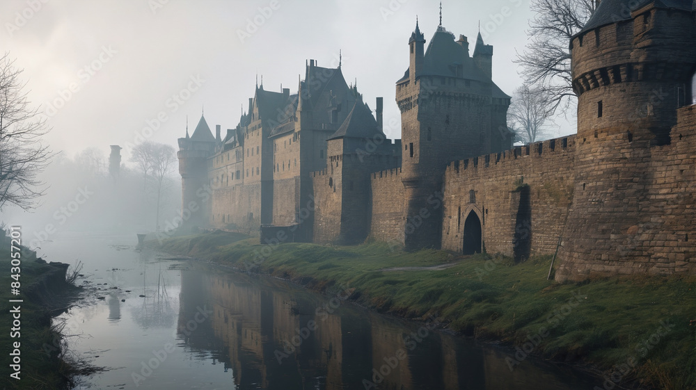 Surrounded by a dense fog, the castle's moat becomes an impenetrable ...