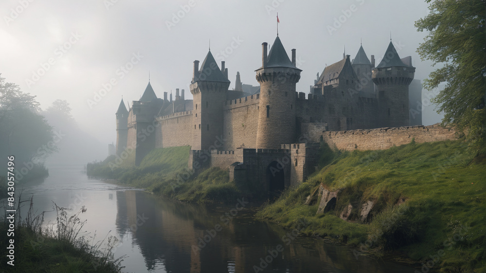 Surrounded by a dense fog, the castle's moat becomes an impenetrable ...