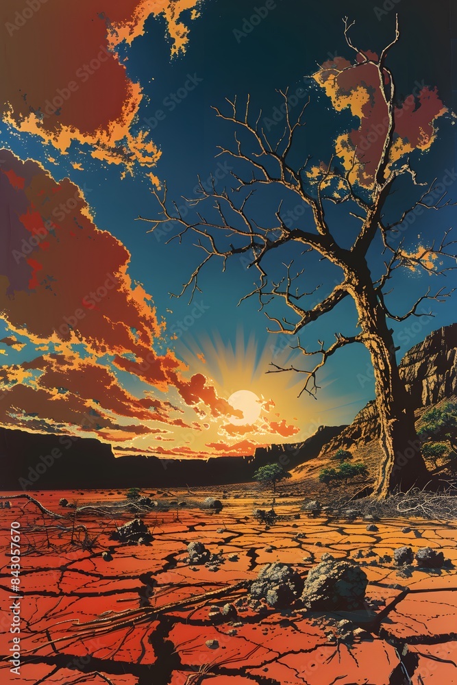 Pointillism Art, A barren landscape, devoid of life, mirrors the ...