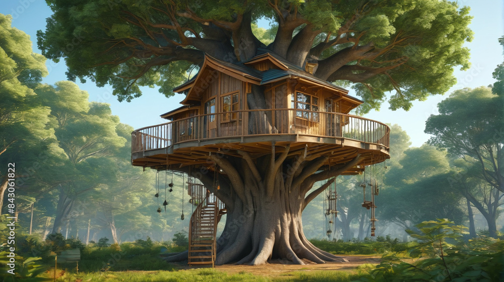 With a tree growing through its center, the treehouse is a testament to ...