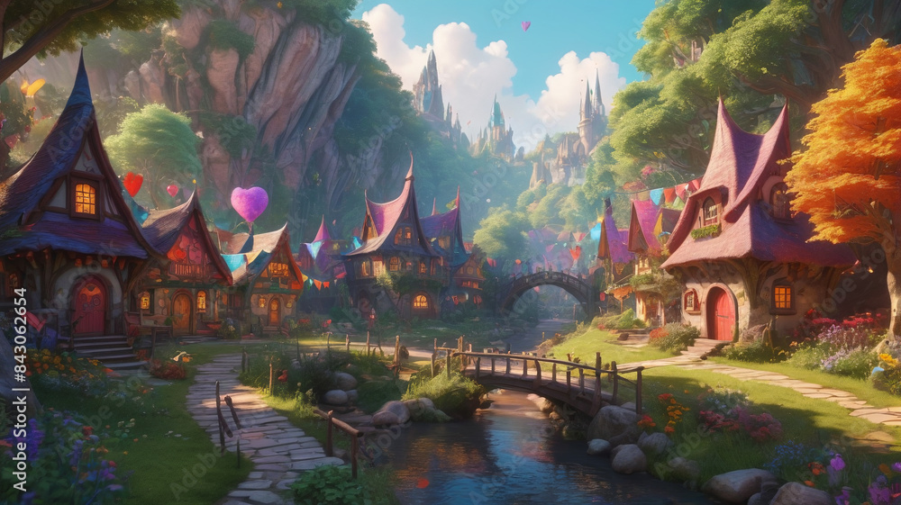 Nestled in the heart of the enchanted forest, the elf village bursts ...