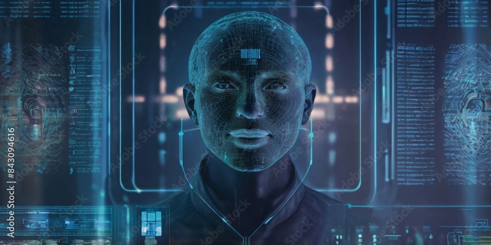 seamless background featuring detailed fingerprints, retina scans, and ...