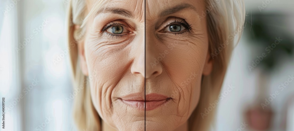 Botox Treatment Before and After Comparison of Older Woman Highlighting ...