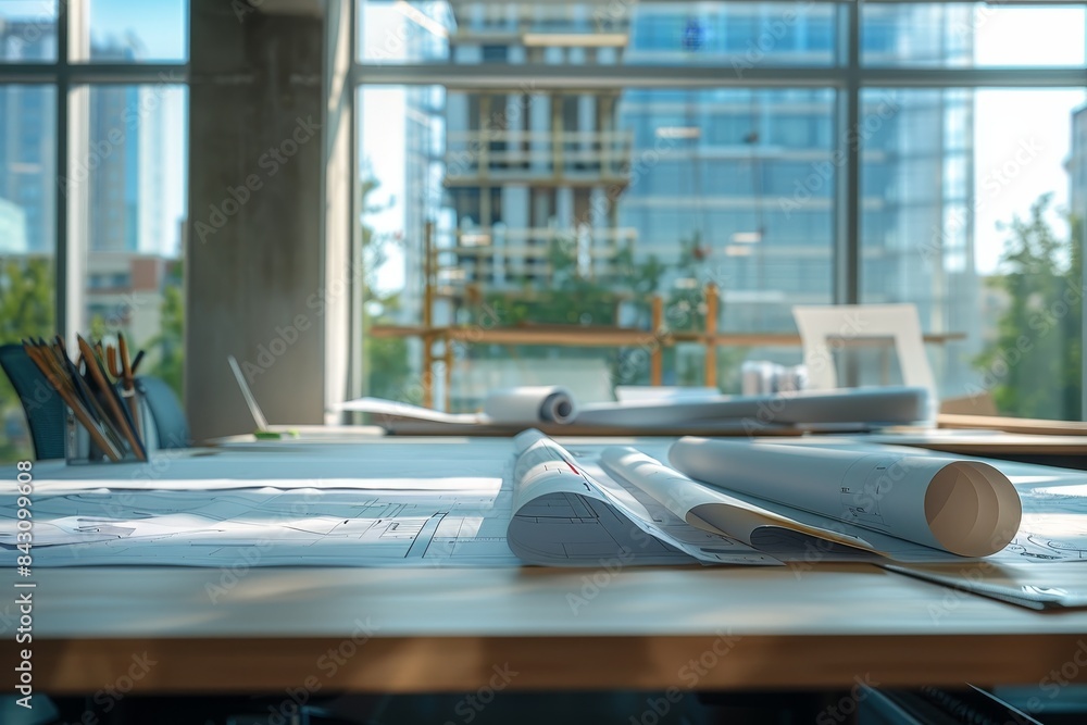 Empty office space: Professional planning session with construction ...