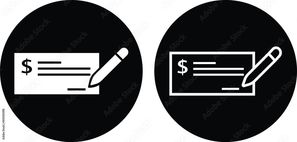 Payment check icon in flat style set. vector for apps or website bank ...