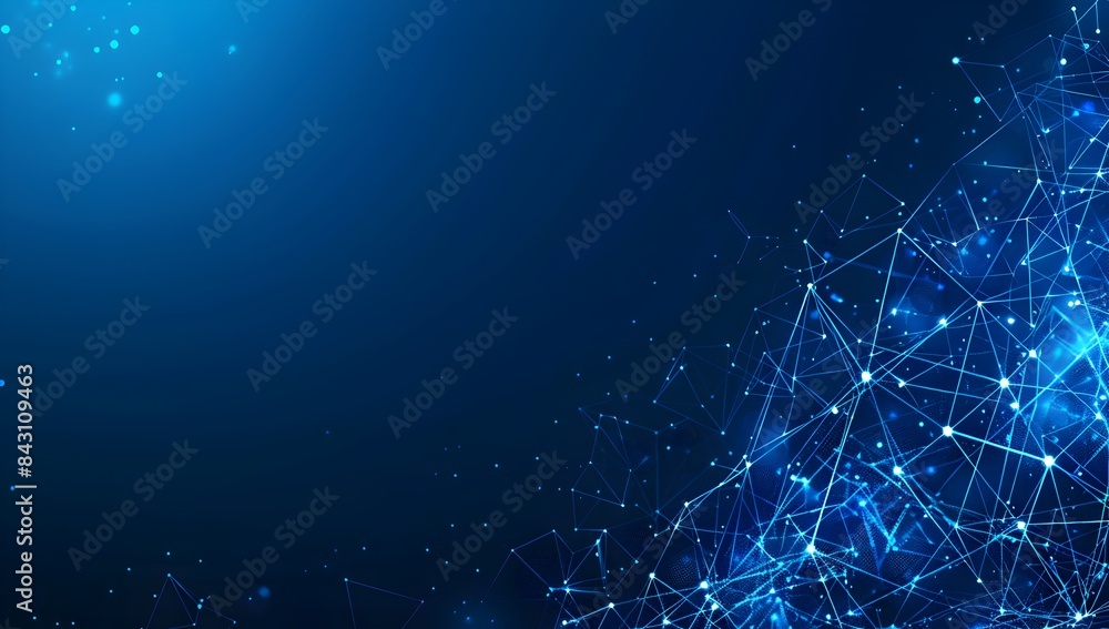 Abstract blue background with glowing connections and network lines ...