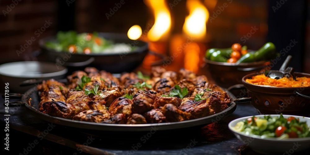 Traditional Arabic Grilled Dishes Kebabs, Shawarma, and Dolma. Concept ...