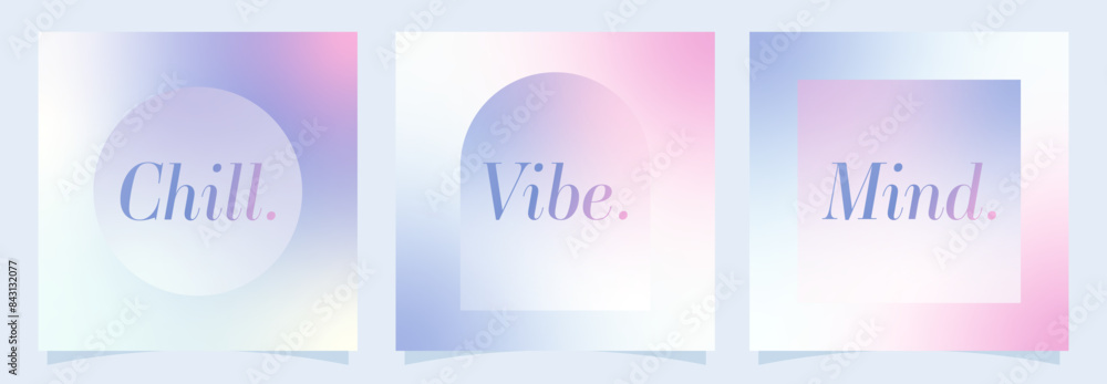 Gradient pastel card set. Calming backgrounds with text. Trendy, modern ...