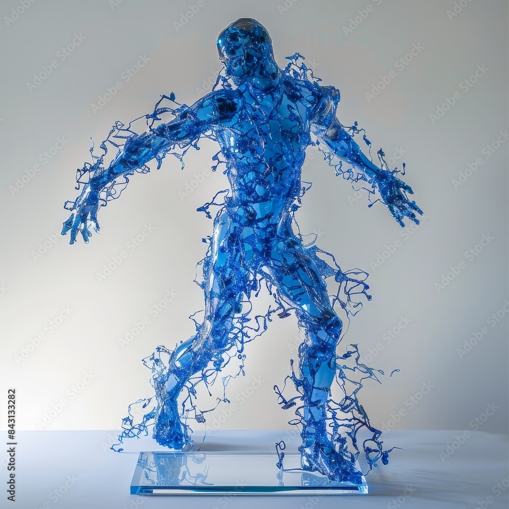 Abstract Sculpture of a Blue Liquid Figure - A blue, abstract figure ...
