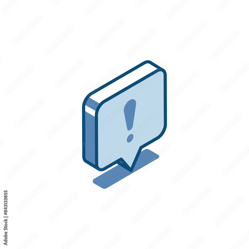 isometric vector text bubble linear icon with exclamation icon, in ...