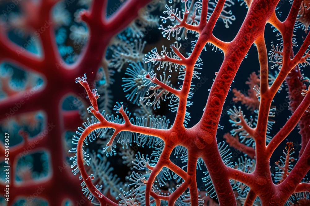 Microscopic View of Red Algae (Rhodophyta) with Detailed Structures and ...