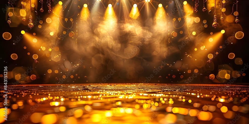 Glamorous Stage Set for High-Achieving Performers with Golden Decor and ...