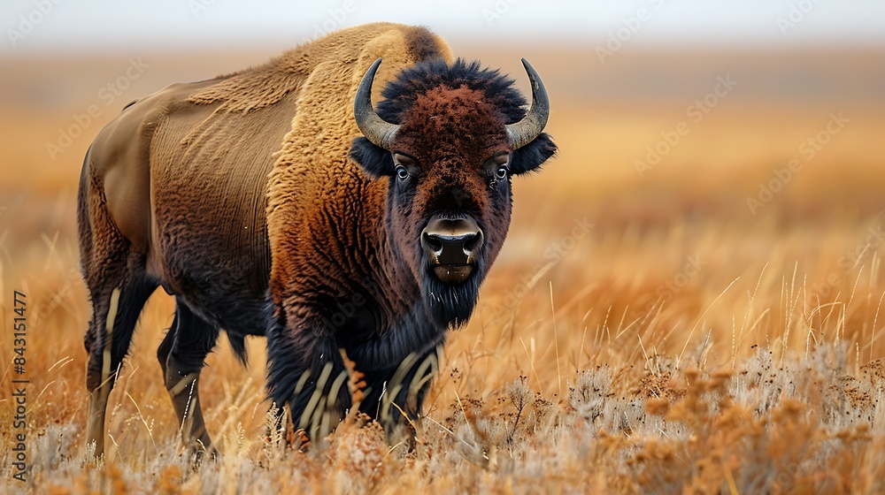 Bison Bison bison iconic mammal of North American plains Illustrate its ...