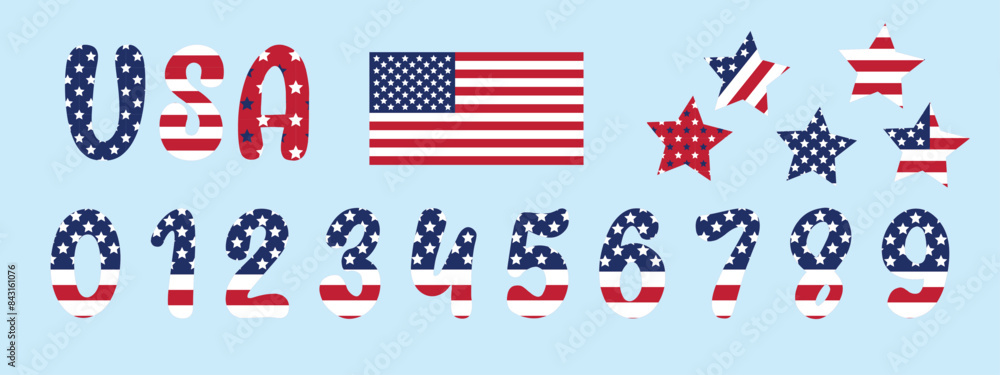4th of july design Independence day celebration symbol set elements ...