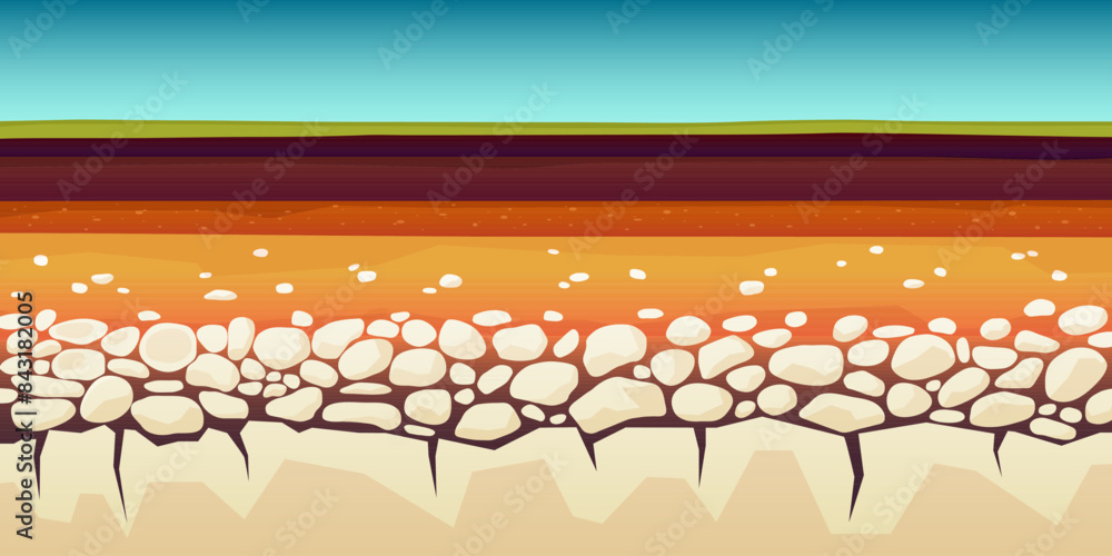 Soil layers profile in cartoon style Stock Vector | Adobe Stock