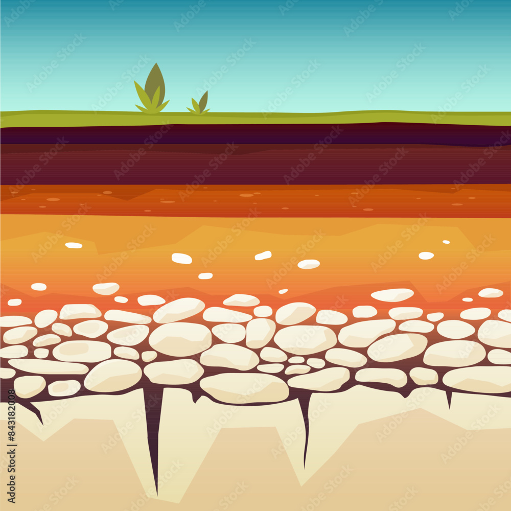 Soil layers profile in cartoon style Stock Vector | Adobe Stock