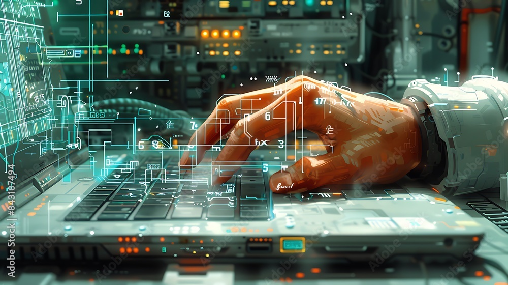 Someone's hand types a laptop with computer numbers depicted in toonami ...