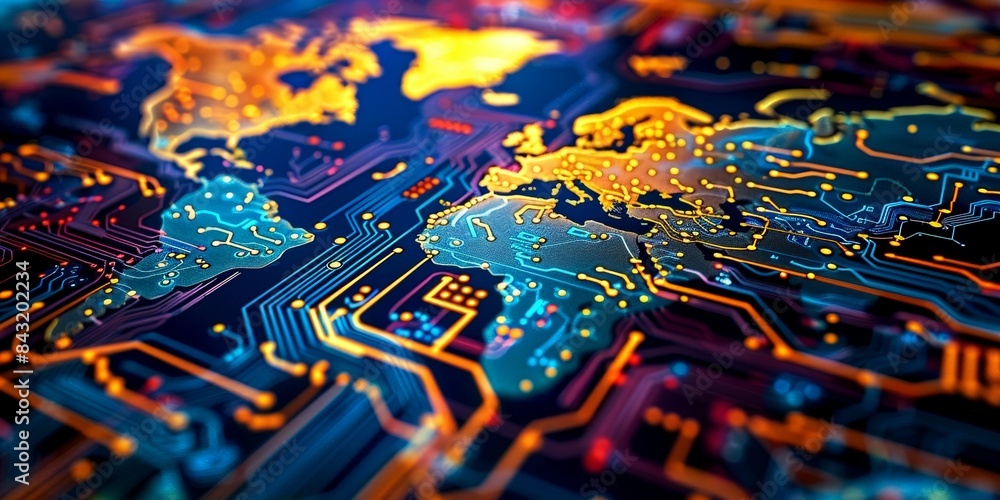 The concept of technology, semiconductors, supply chains, geopolitics ...