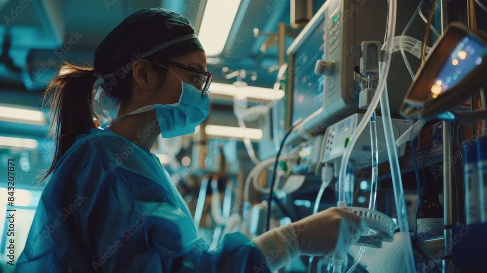 Anesthesiologist checking anesthesia gas levels ,cinematic Stock Photo ...