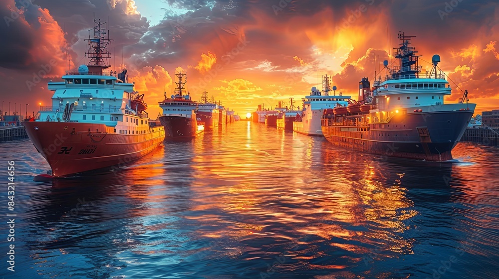 Various ship set, marine transport. Collection of tanker, sailboat ...