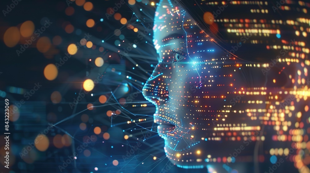 Face of futuristic and Innovative. Digital Transformation AI and ...