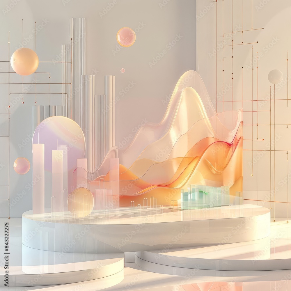 An illustration of Market demand graphs in soft colors white background ...