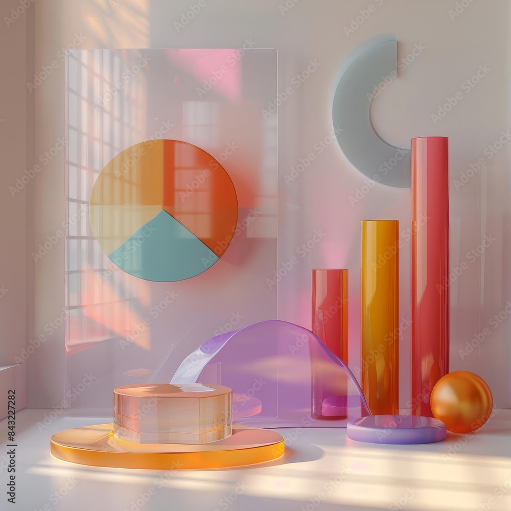 An illustration of Market demand graphs in soft colors white background ...