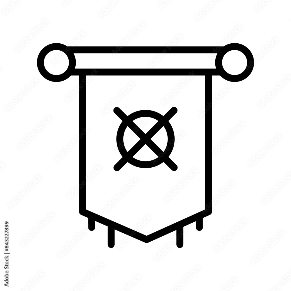 Pennant line icon. Medieval icon. Medieval icon isolated on white ...
