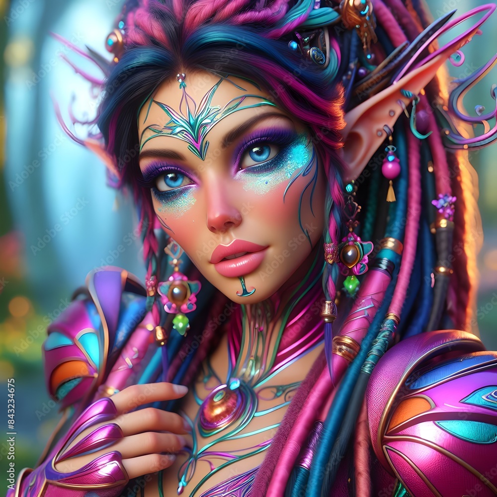 Ilustración 3D cuento de hadas, hada/elfi, hada, elfi, elfa, elfo, día ...