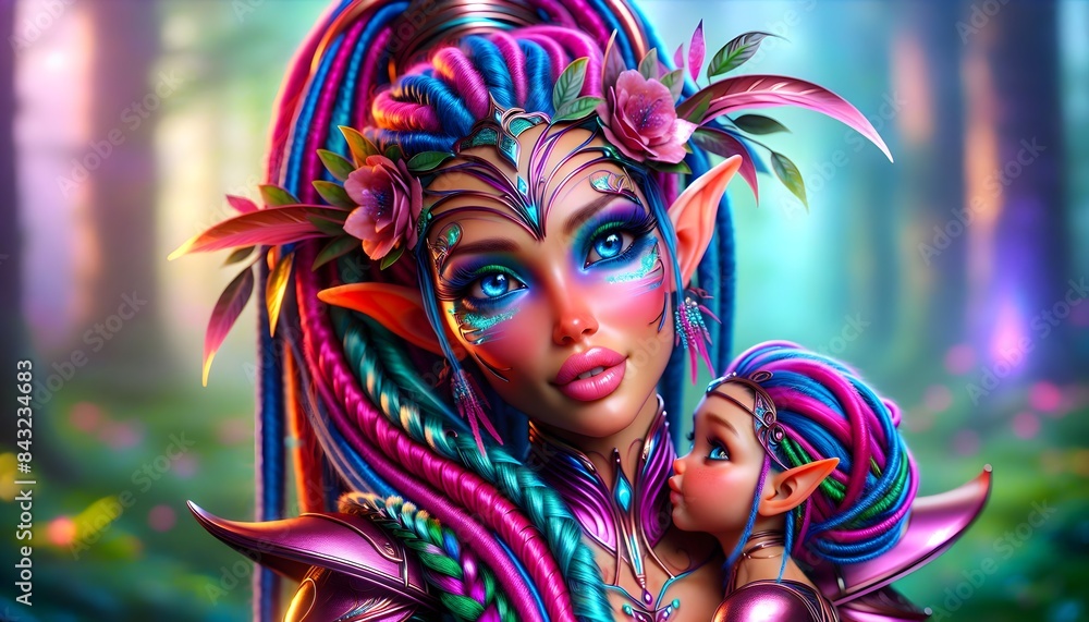 Ilustración 3D cuento de hadas, hada/elfi, hada, elfi, elfa, elfo, día ...