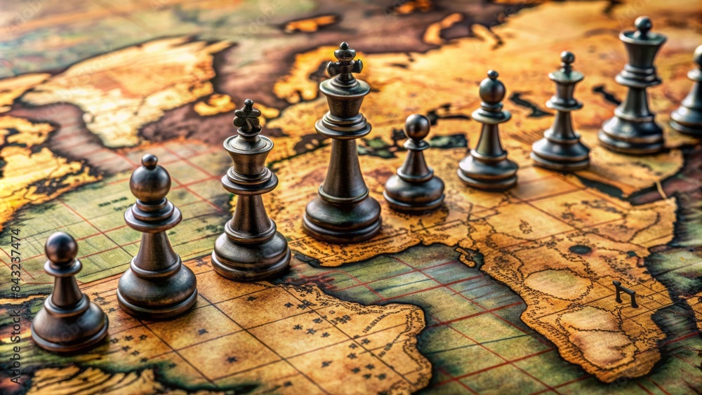 Global strategic planning concept featuring chess pieces meticulously ...